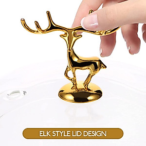 Glass Cooking Pot with Deer Cover - 1.4L/44oz Christmas Stovetop Cooking Pot with Lid Heat Resistant Glass Saucepan High Borosilicate Glass Cookware Stock Pot Simmer Pot Clear Soup Pot