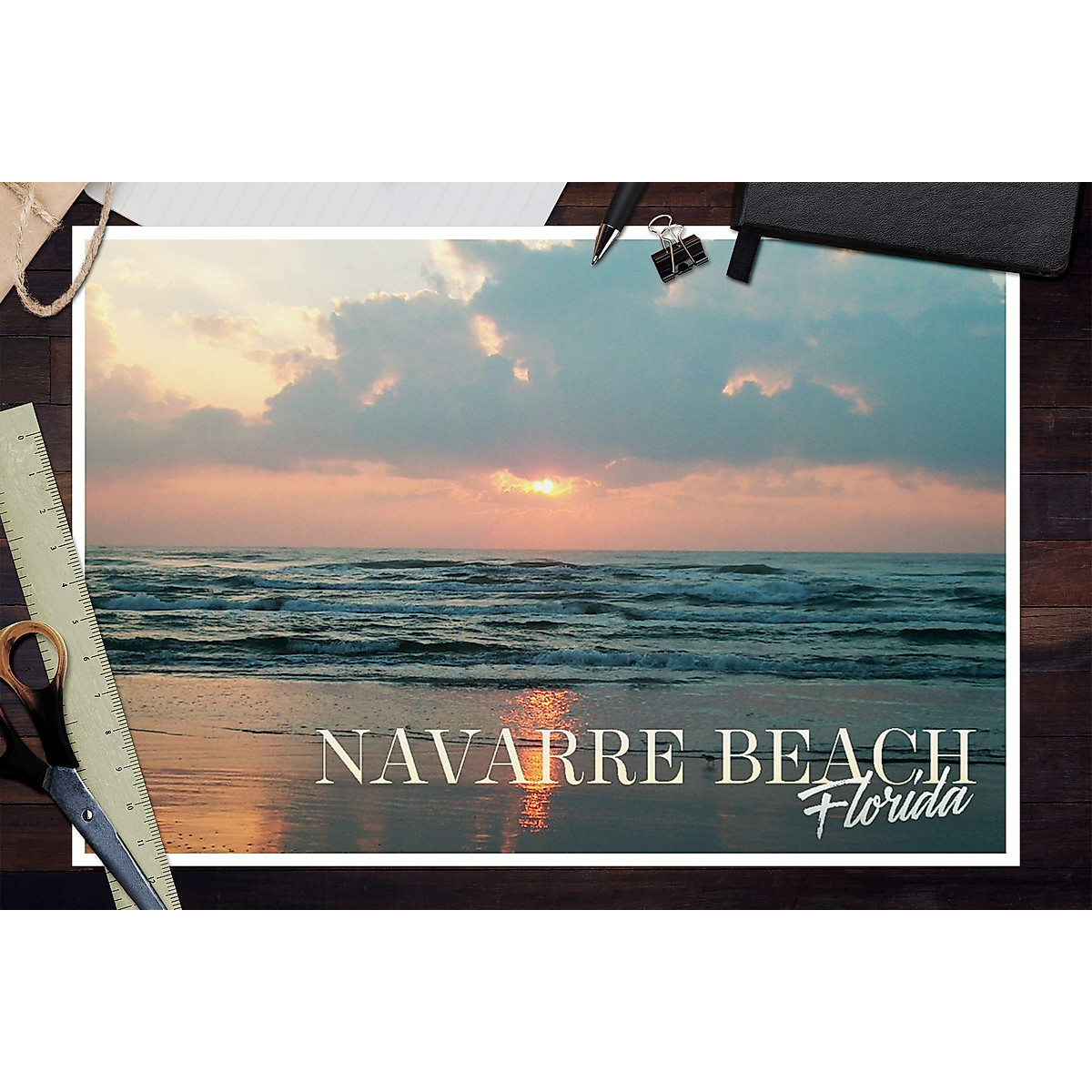 Lantern Press Navarre Beach, Florida, Ocean at Dawn (12x18 Art Print, Travel Poster Wall Decor)