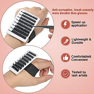 Maitys 6 Pieces Eyelash Extension Hand Plate Lash Holder Eyelash Extension Pallet Stand Holder Tray Tools with Adjustable Wrist Strap Strip for Makeup Lash(Simple Style)