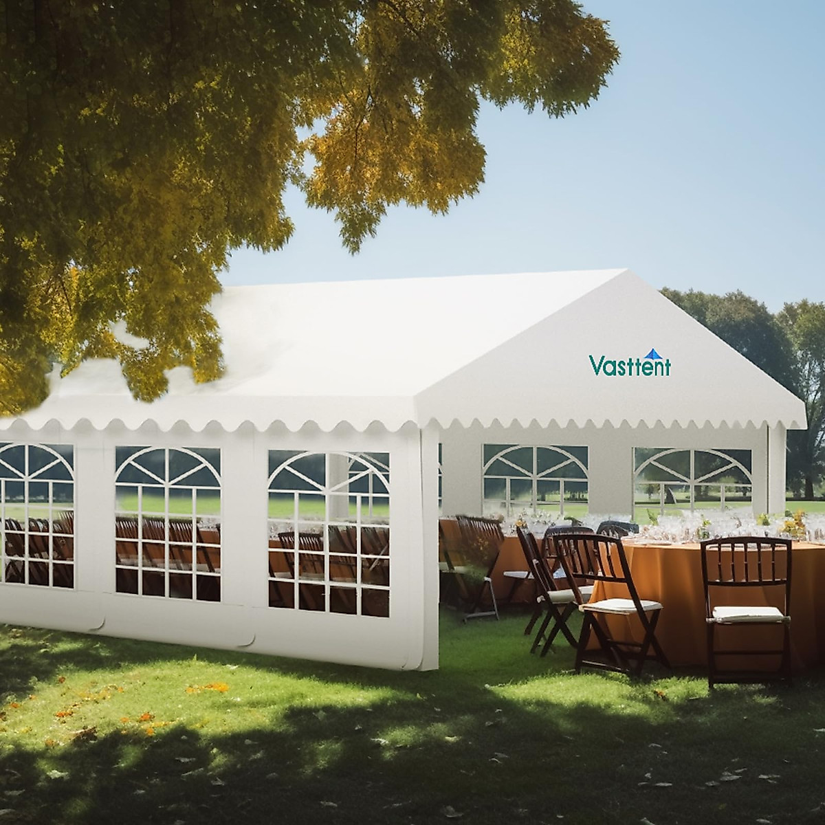Vasttent 20x20ft Party Tent for Wedding Outdoor Large Event Camping, Upgraded Galvanized Poles&Rainproof PE Removable Sidewalls, Heavy Duty Canopy with 6 PVC Windows and Carry Bags - White