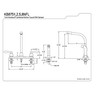 Kingston Brass KB8755NFL NuWave French 8" Centerset Kitchen Faucet, Oil Rubbed Bronze