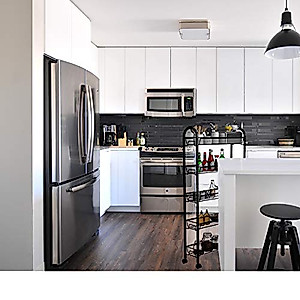 WASJOYE Rolling Wire Slim 5-Shelf Storage Cart for Home Kitchen Marketplace, Storage and Organization Stand with Lockable Wheels (Black)