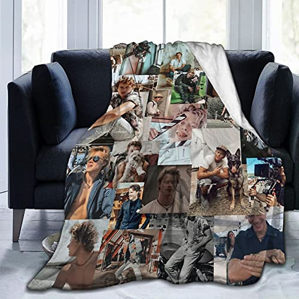 Rudy Pankow As Jj Throw Blanket Soft and Comfortable Warm Beach Blanket Picnic Blanket Fleece Blankets for Sofa Offiece Bed Car Camp Couch for Adults Kids 50"X40"