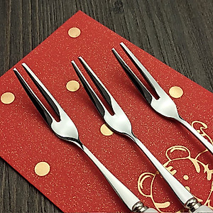 Fruit fork Appetizer Dessert Forks Mini Forks 18/10 Stainless Steel Dessert Teaspoons 8 Packs (Creative Handle material Ceramics) for Party,Banquet,Cocktail, (Set of 8) SUS304