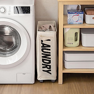 Tneukoom Dirty Clothes Cute Laundry Basket,Dorm Laundry Basket,Laundry Basket with Wheels and Handle,Large Folding Laundry Basket Organizer for Bedroom,Laundry Room Purple