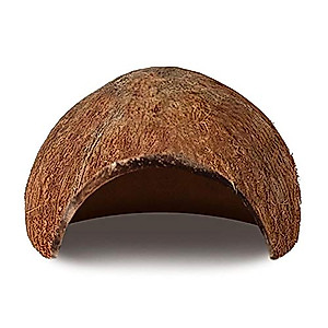 SunGrow Coconut Hut for Crested Gecko, 5x3 Inches Reptile Climbing Hide, Leopard Gecko Tank Cage Habitat Accessories, Smooth-Edged Coconut Shell, for Exercise, Crawling, Perching and Basking Spot