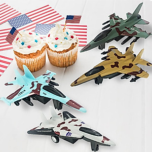ArtCreativity Diecast Fighter Jets, Pullback Mechanism, Set of 4, Diecast Metal Jet Plane Fighter Toys for Boys, Air Force Military Cake Decorations, Pull Back Airplane Party Favor