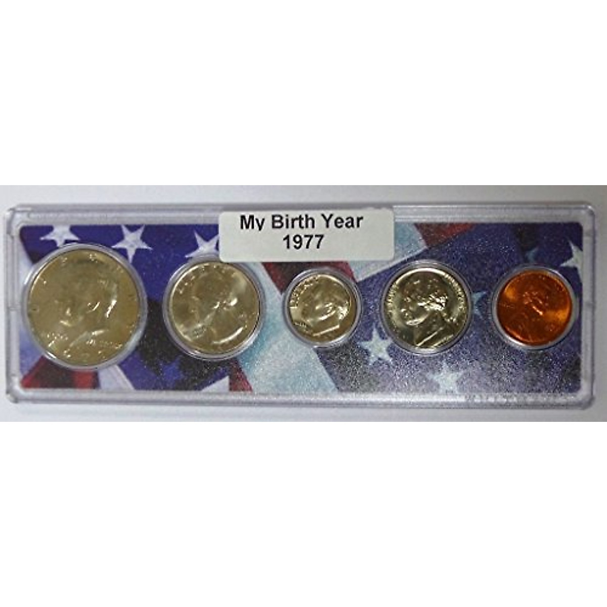1977-5 Coin Birth Year Set in American Flag Holder Uncirculated