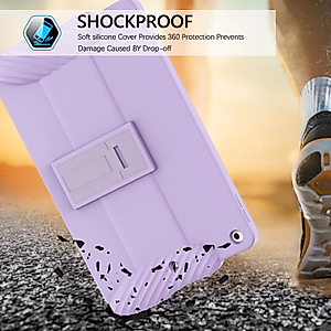 GUAGUA Case for iPad 10.2-Inch (9th/8th/7th Generation), iPad 10.2 2021/2020/2019 Lightweight Non-Slip Grip Gamepad Shockproof Rugged Protective Tablet Case with Kickstand for Kids Girls Women, Purple