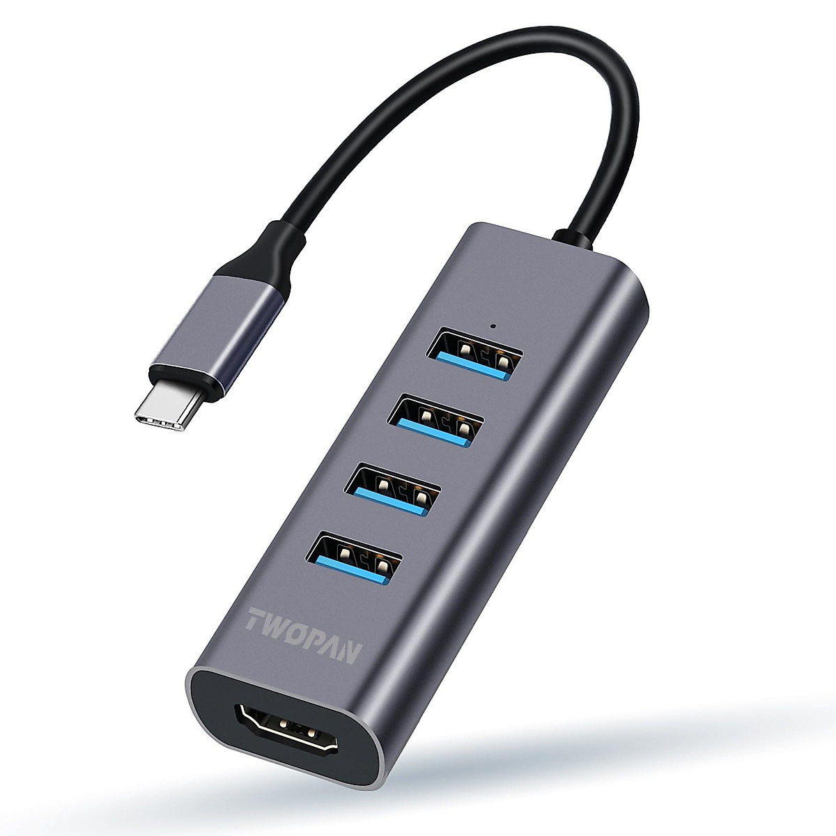 TWOPAN 5 in 1 USB C Hub with 4K HDMI, 4 USB 3.0 Ports, Multiport Adapter for Laptop, MacBook Pro/Air, iMac, iPad, Pixelbook, Thinkpad, XPS and USB-C Devices
