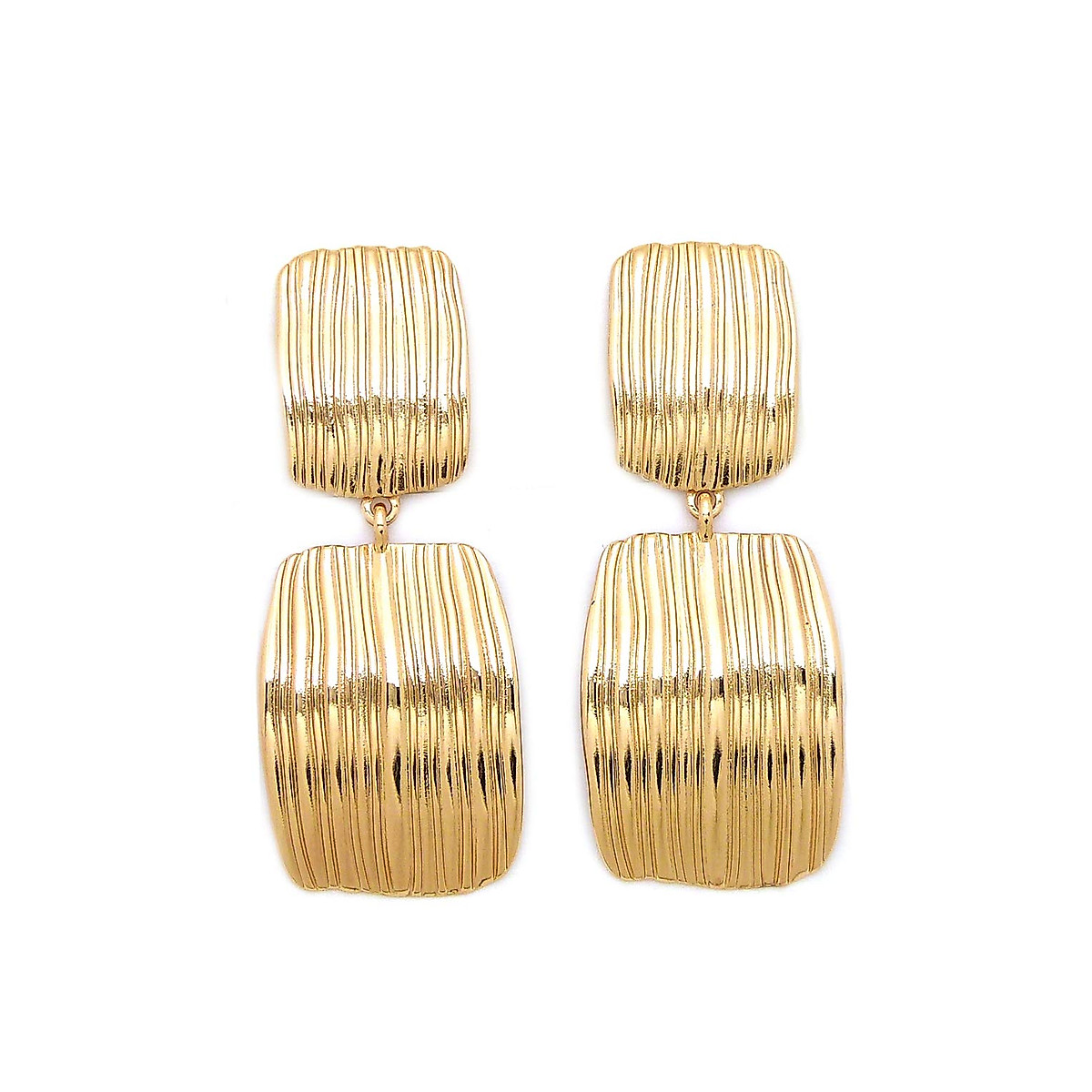 Women's Oversize Geometric, Tear Drop, Hammered Statement Metal Clip on Earring (Many Styles) (Gold/Style 9)