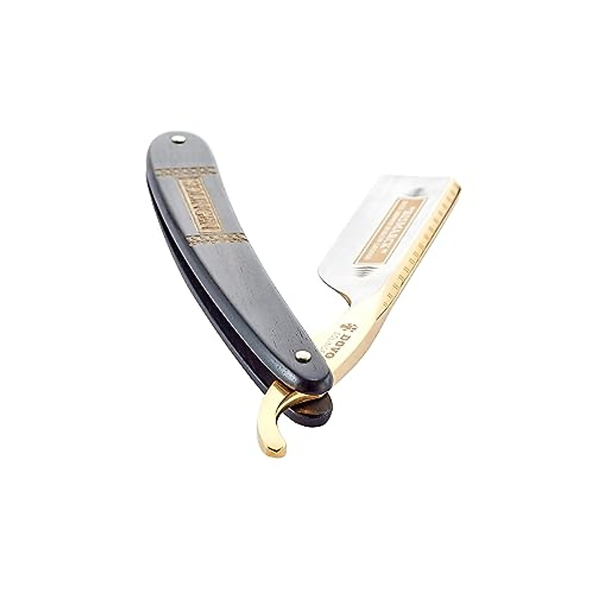 DOVO Bizmark Straight Razor with Ebony Wood Handle, Black, 6/8''