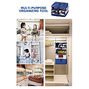 ELEZAY Hanging Packing Cubes Portable Closet Shelves Travel Collapsible Compression Garment Organizer for Carry-on Luggage Suitcase with Breathable Perforated Material Large_11.8*11.8*24 IN, Beige