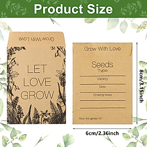 Teling 100 Pcs Let Love Grow Packets Unfilled Kraft Wedding Favors Packets Self Adhesive Rustic Seed Envelopes Small Storage Packets Retro Party Favors for Guests (Fresh Style)