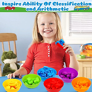 NAODONGLI Counting Transport Matching Game with Rainbow Bowls,Color Sorting & Sensory Training Montessori Preschool Education Learning Fine Motor Skills Easter Gifts for 3 4 5 Years Old Boys Girls