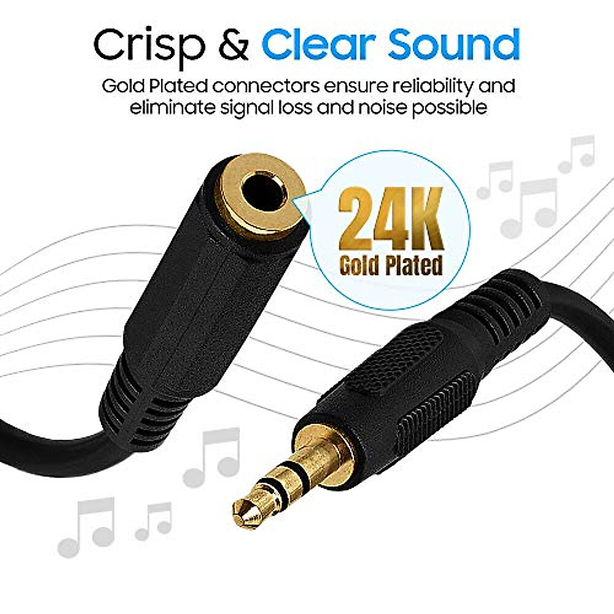 Cmple - 3.5mm 1/8" Stereo Audio Aux Headphone Cable Extension Cord Male to Female 50 Feet