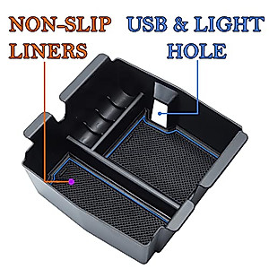Compatible with Center Console Organizer Tray Jeep Wrangler JL/JLU 2018 2019-2023 2024 and Jeep Gladiator JT Truck 2020 2021 2022 2023 Insert Armrest Accessories (Blue Trim) (Not for JK/JKU)