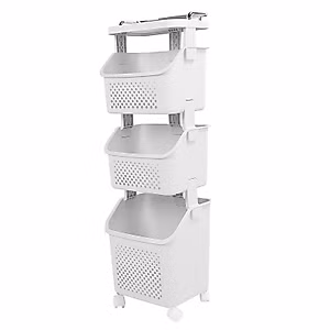 Rolling Laundry Basket Reinforced Clothes Storage Organizer with 4 Wheels for Home Kitchen Bathroom (3 Steps)
