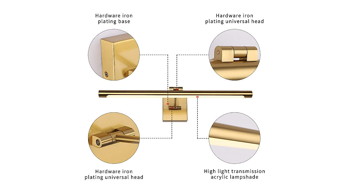 24.4" LED Picture Light Fixture - Brass Artwork Wall Lamp