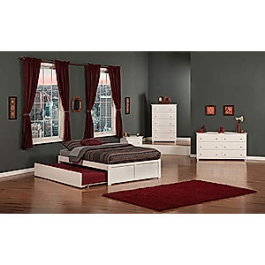AFI Concord Queen Size Platform Bed with Footboard & Twin XL Trundle in White