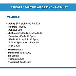 Comply TW-400-C TrueGrip Pro Earbud Tips for JLAB, Bowers & Wilkins PI7, PI5, Technics EAH-AZ70, Tune 125TWS, Sennheiser Momentum True Wireless 3 and More Earphones (Large, 3 Pairs), Black