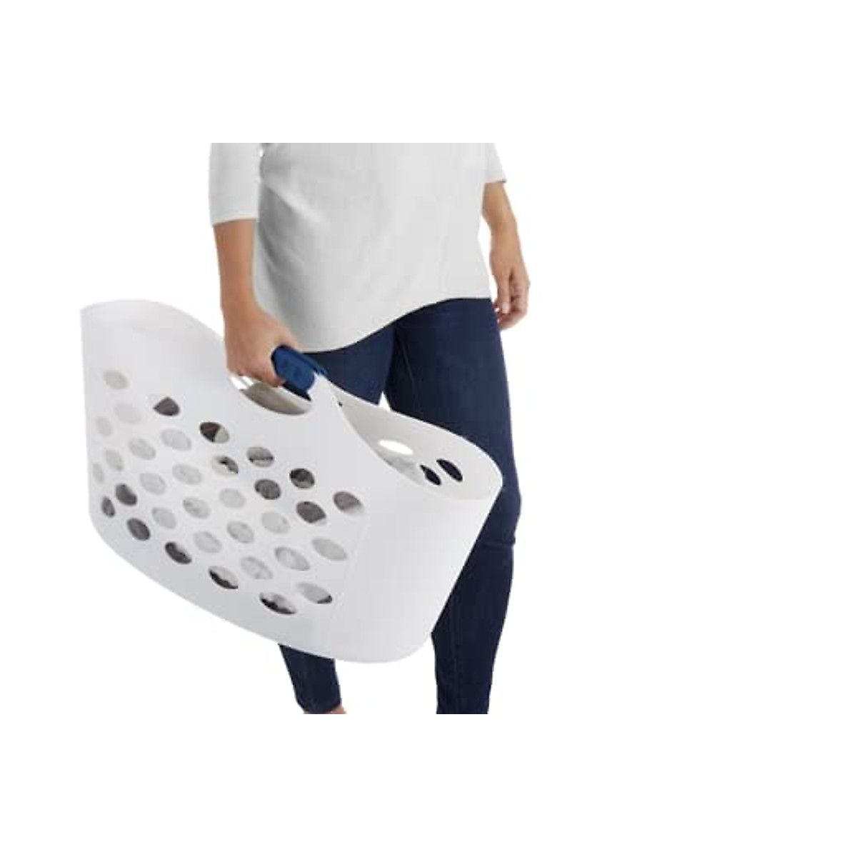 Rubbermaid 1.5 Bushel Capacity Durable Versatile Flex N Carry Portable Flexible Laundry Basket with Convenient Carrying Handles, White