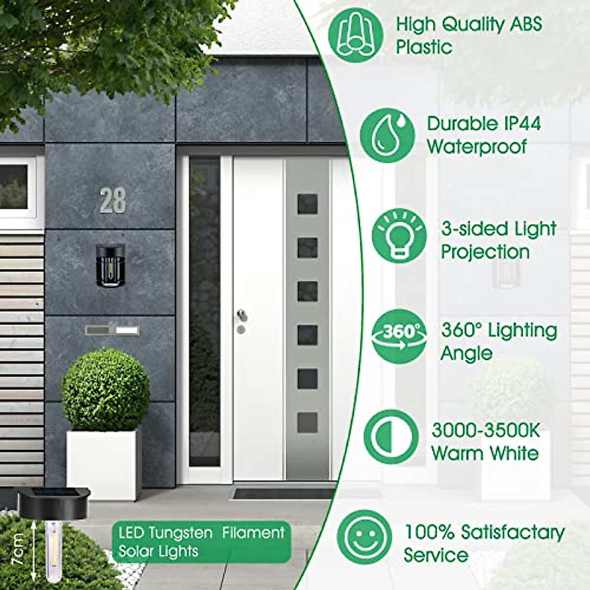 Outdoor Solar Fence Lights, Solar Garden Decorative Lights, Waterproof Solar Lights for Wall, Patio, Stairs, Backyard, Steps, Fence Decor,8 Pack