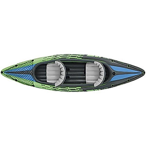 INTEX Challenger Inflatable Kayak Series: Includes Deluxe 86in Kayak Paddles and High-Output Pump – SuperStrong PVC – Adjustable Seat with Backrest – Removable Skeg – Cargo Storage Net