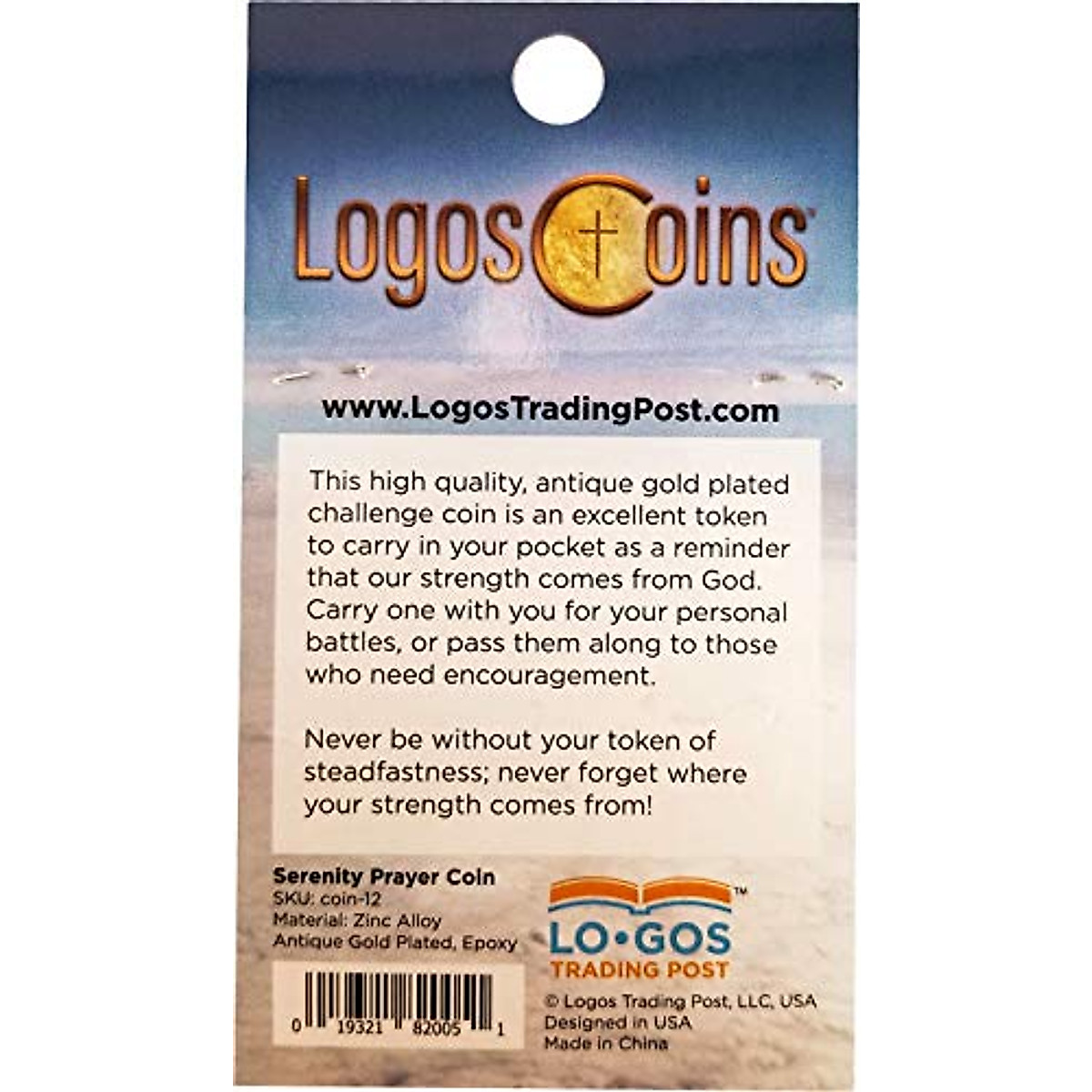 Serenity Prayer and Do Not Be Anxious About Anything, Antique Gold-Color Plated Challenge Coin, Philippians 4:6 Gift