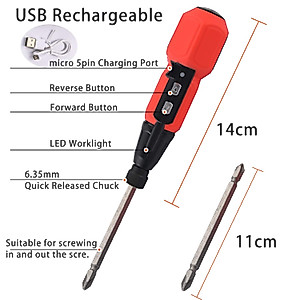 MAKINGTEC Cordless Screwdriver,Rechargeable Electric Screwdriver 3.6V 900mAh Li-ion Battery Include 33Pcs Screw Bits Set and Bit Holder,USB Charging Portable Power Screwdriver with LED Work Light