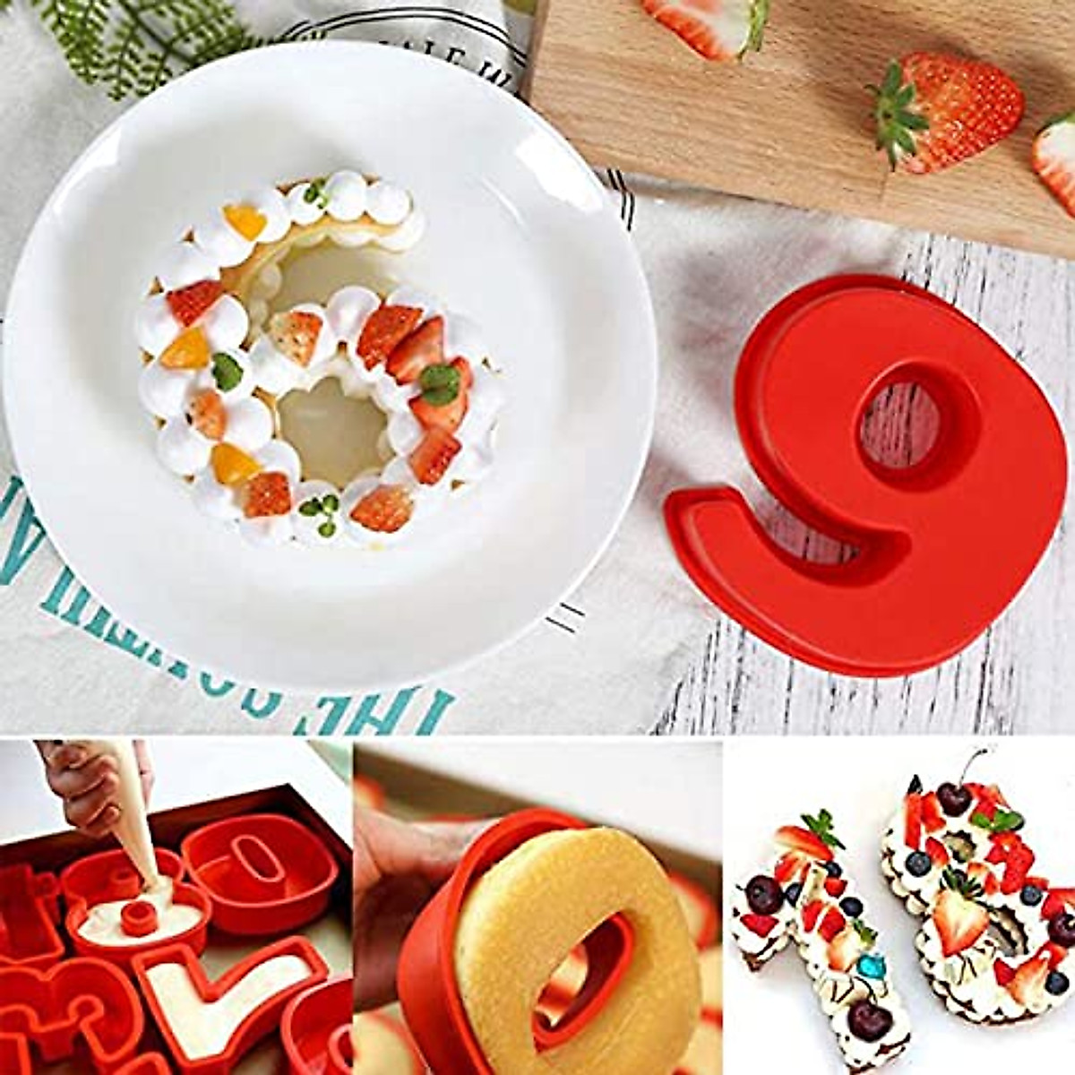 3d Silicone Number Cake Molds, Large Silicone Letter Arabic Number Fondant Cake Baking Pan for Birthday Festival BD Relationship Marry Anniversary Wedding Party,10 Inch (7)