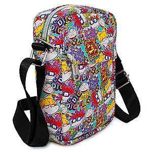 Buckle Down Nickelodeon Bag, Cross Body, Rugrats, Character Faces and Quotes Collage, Vegan Leather