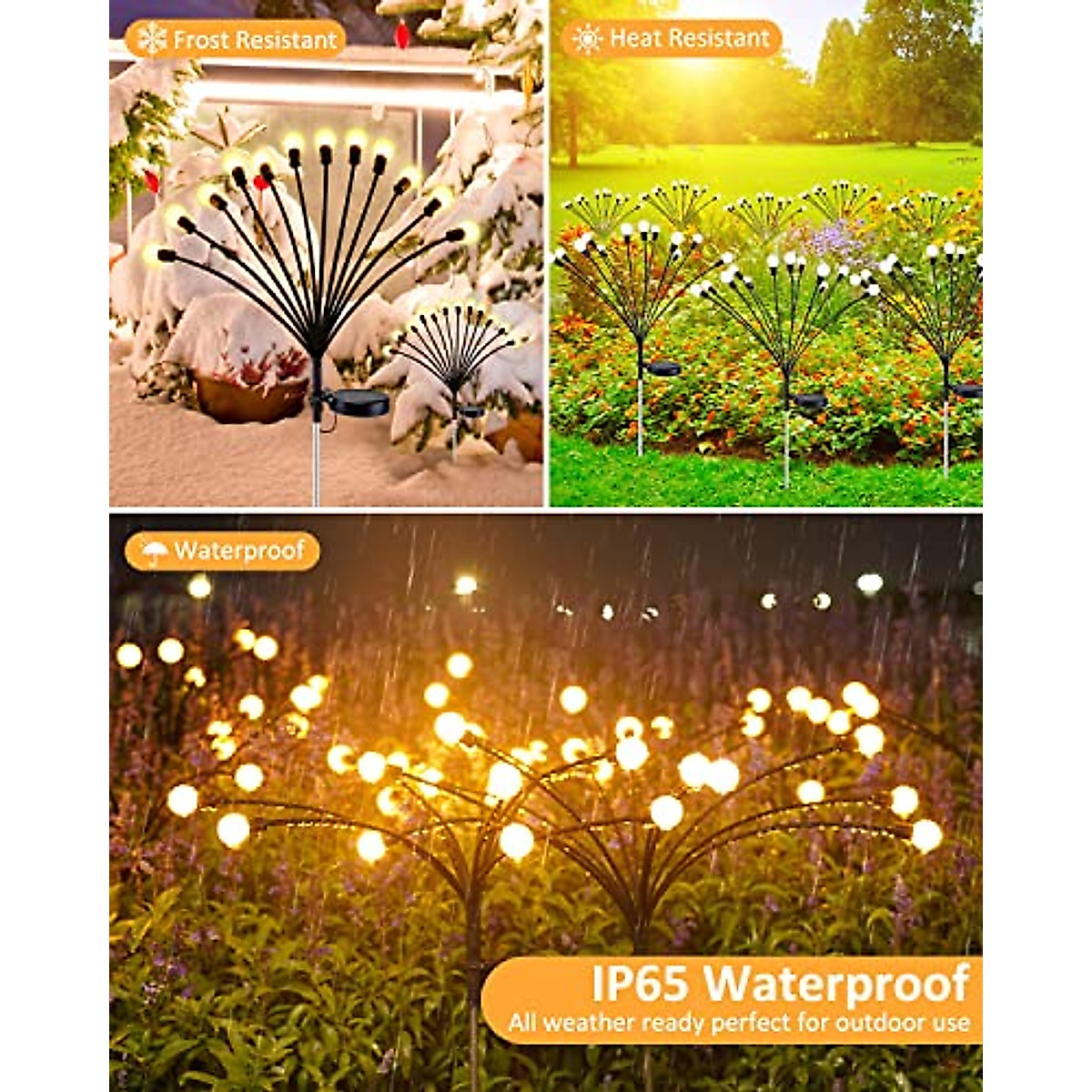 Solar Powered Firefly Garden Lights, 8 Pack 12 LED New Upgraded Swaying Solar Garden Lights with 2 Lighting Mode, Solar Firefly Lights Outdoor Waterproof for Yard Patio Pathway Decoration,Warm White