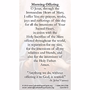 Morning Offering LAMINATED Holy Card (5-pack) with Two Free Prayer Cards Included