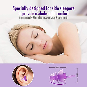 Hearprotek Sleeping Ear Plugs, 2 Pairs Ear Plugs (32db & 30db) Ultra Soft Noise Reduction and Hearing Protection earplugs for Side Sleepers, snoring, Travel, Working, Safety (Purple)