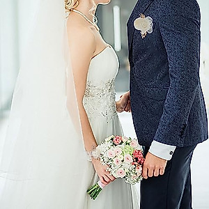 WEBEEDY Wrist Corsage and Boutonniere Set Girl Bridesmaid Wedding Wrist Corsage Boutonniere for Men Wedding Wristlet Hand Flower for Prom Party Bouquets