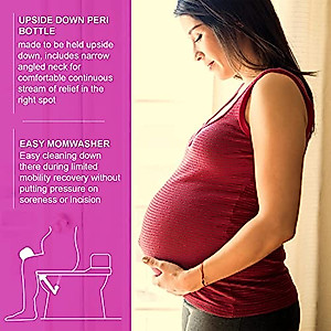 LZXIYUE Portable Travel Bidet Bottle 2 Pack - 450ml Peri Bottle for Postpartum Care,Handheld Portable Camping Bidet Bottle with Travel Bag for Women,Men,Baby,Personal Hygiene (Blue+Pink) LZ450