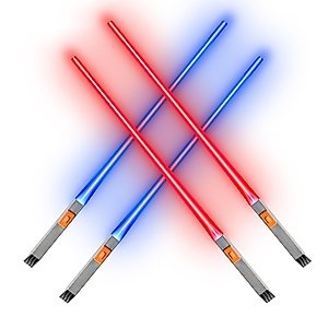 JAVOCO Chopsticks Chopsticks Light Up, LED Glowing Light Saber Chop Sticks, Mini Lightsaber, Cool Chopsticks, Light Saber Chopsticks, Led Chopsticks 2pairs(red&blue)