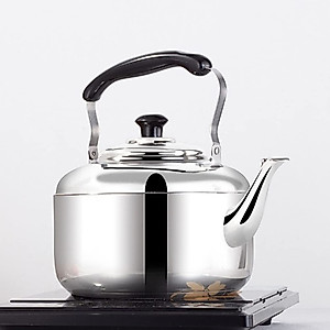Yardwe Insulated Teapot Stovetop Tea Kettle, 4 liters Silver Water Kettle, Stainless Steel Vintage Fast Boiling Tea Pot, Mirror Finish, Ergonomic Handle Whistling Tea Pot