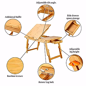 Nnewvante Foldable Laptop Desk and Black Floor Chair Adjustable Back Support