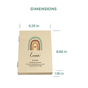 LAUBLUST Personalized Flatware Utensils Set - New Rainbow - Engraved with Name | New Born Baby, Toddler Gift - Natural Wooden Box & Spoons and Forks Stainless-Steel 4 pcs | Made & Shipped from Germany