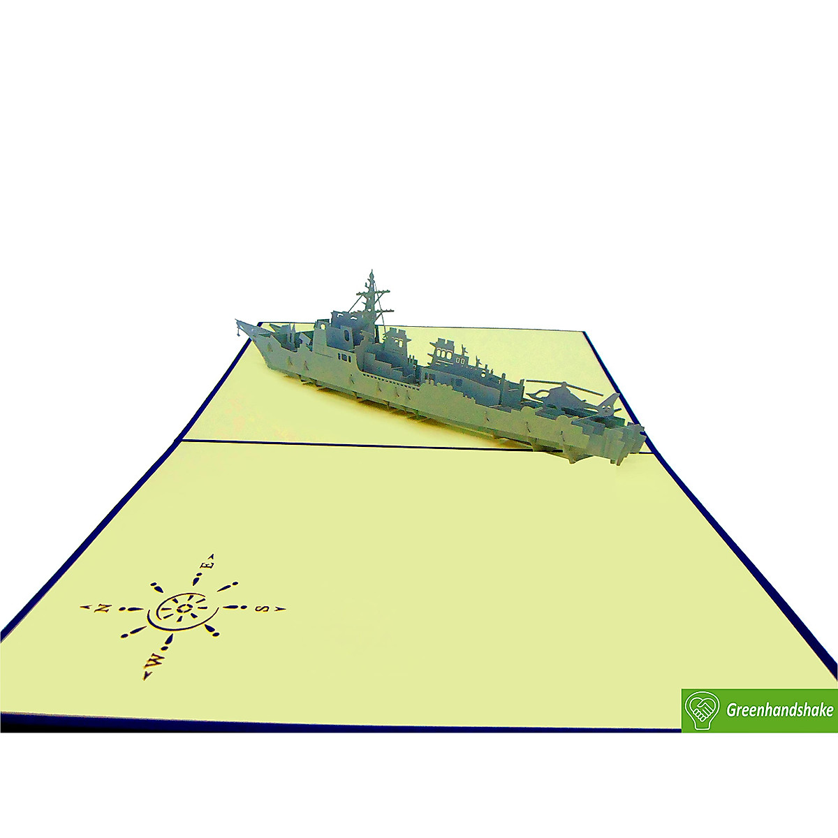 GREENHANDSHAKE Powerful US Navy Ship 3D Pop Up Birthday Card, Valentine's Day, Mother's Day, Graduation, Wedding, Thank You, Get Well, All Occasions, 8 x 6 in