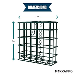 MEKKAPRO Suet Feeder with Hanging Metal Roof, One Suet Capacity, Suet Bird Feeder for Outside Hanging Water Resistant, Hanging Bird Feeder - Wild Bird Feeder Easy to Use Suet Cage (Single)
