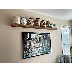 Joel's Antiques Floating Wall Shelf - 60-Inch Wood Decor & Long Shelf for Fireplace Mantel, Bookshelf, & Farmhouse - Wall-Mounted Rustic Stand, Wooden Hanging Display - Medium Brown, 60" x 8" x 2"