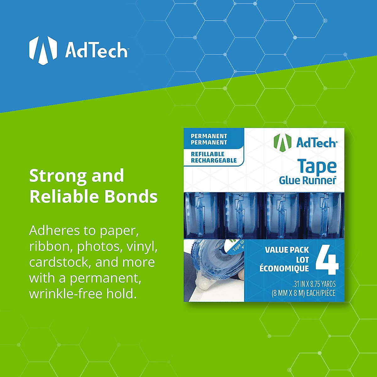 Adtech 05603 Glue Runner Permanent 35 Yards Total - Pack of 3 (4 each)