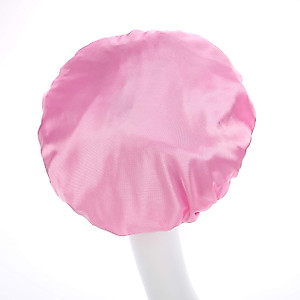 beauty YFJH Soft Satin Silk Salon Bonnet Night Sleeping Wide Band Hat Hair Loss Cap for Women Pink
