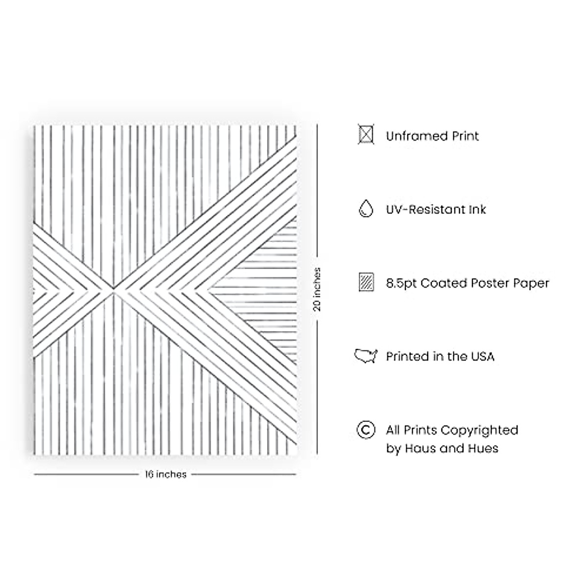 HAUS AND HUES Neutral Wall Art Geometric Wall Art Prints Scandinavian Modern Line Art Wall Decor Mid Century Modern Art Print Abstract for Living Room Modern Lines on Lines (Unframed 16x20)