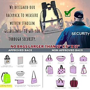 Clear Backpack Stadium Approved, Heavy Duty Small Transparent Backpack For Boys, Girls, Adults – School, Work, Festival, Concert Backpack – Ultra Soft PVC Plastic, Upgraded Under 12x12x6" (Jet Black)