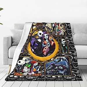 Ennankob Christmas Halloween Horror Throw Blankets Soft Warm Micro Fleece Blanket Novelty Home and Collectible Holidays Party All Seasons for Kids Aldults 50''X40'' Black 1