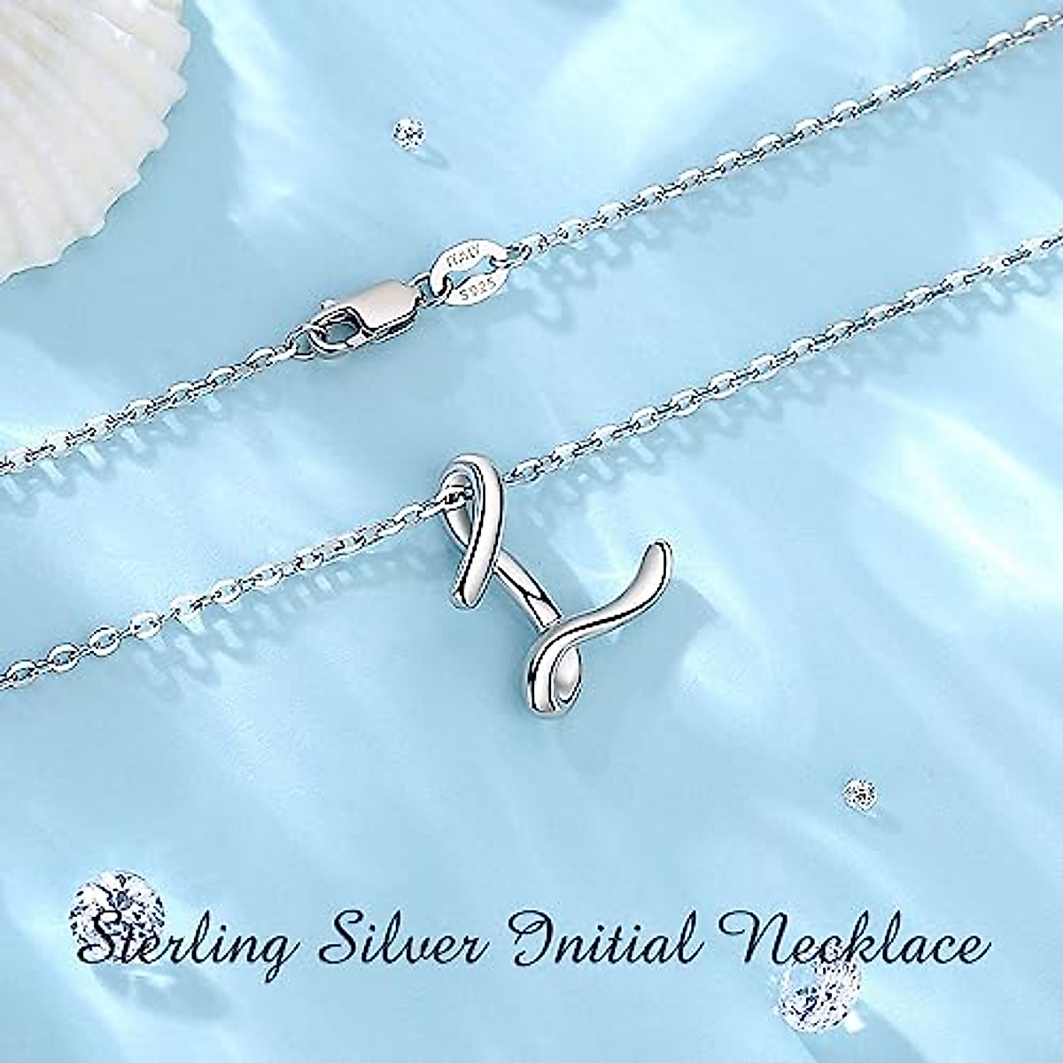 EUDORA Sterling Silver Initial Necklaces for Women L Letter Alphabet Personalized Charm Pendant Initial Necklace with 18inch O-Ring Chain